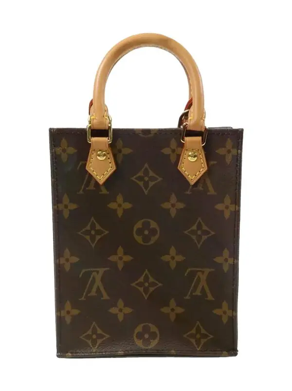LOUIS VUITTON Petit Sac Plat Monogram Tote Bag - Brown