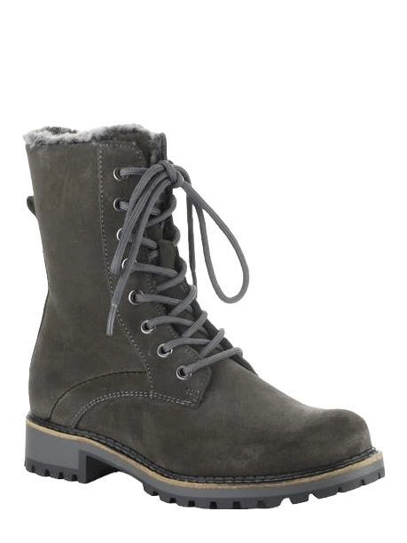 BOS. & CO. Cyrus Leather Boot With Faux Fur Trim - Anthracite