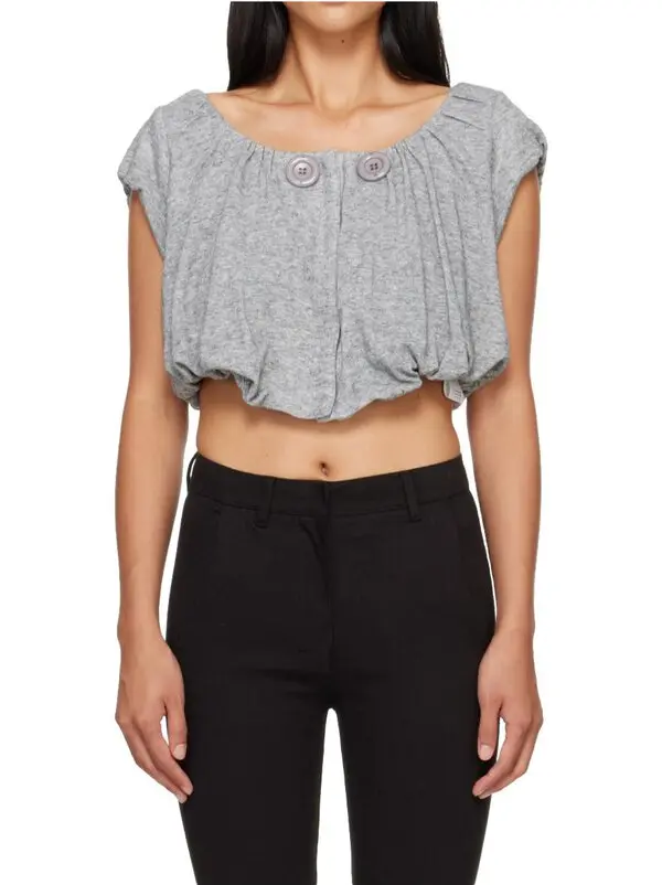 OPEN YY Shirred Jersey Vest - Grey