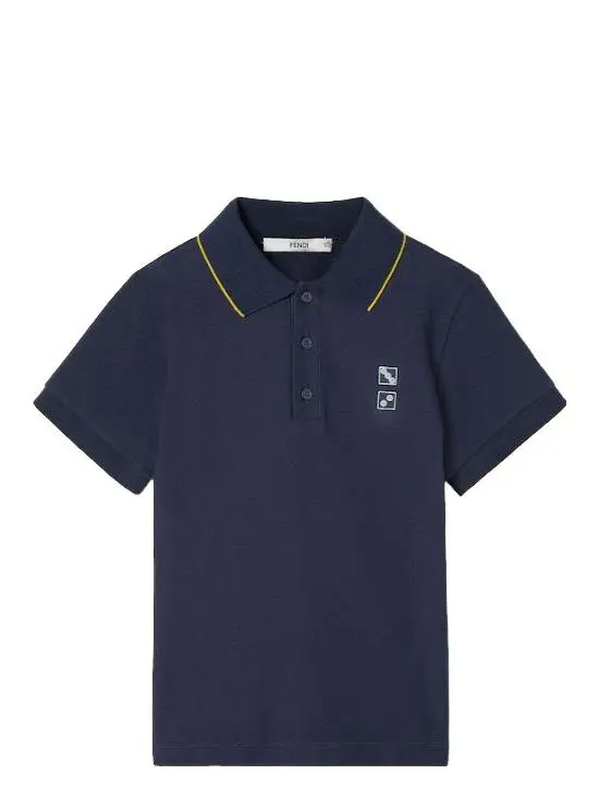 Fendi Embroidered-dice Polo Shirt - Blue