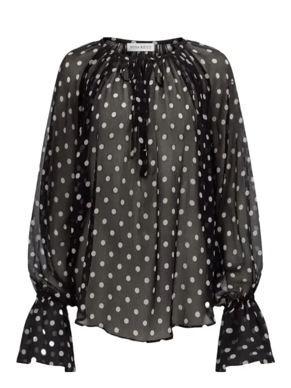Nina Ricci Polka-dot Silk Blouse - Black