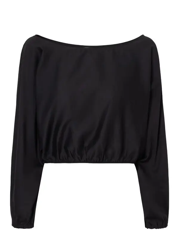 LESET Yoko Cropped Gathered Cotton-poplin Top - No