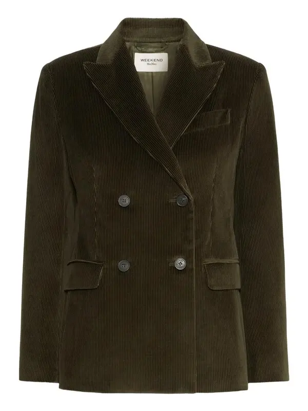 Max Mara Cotton Corduroy Velvet Blazer Kaki - Khaki