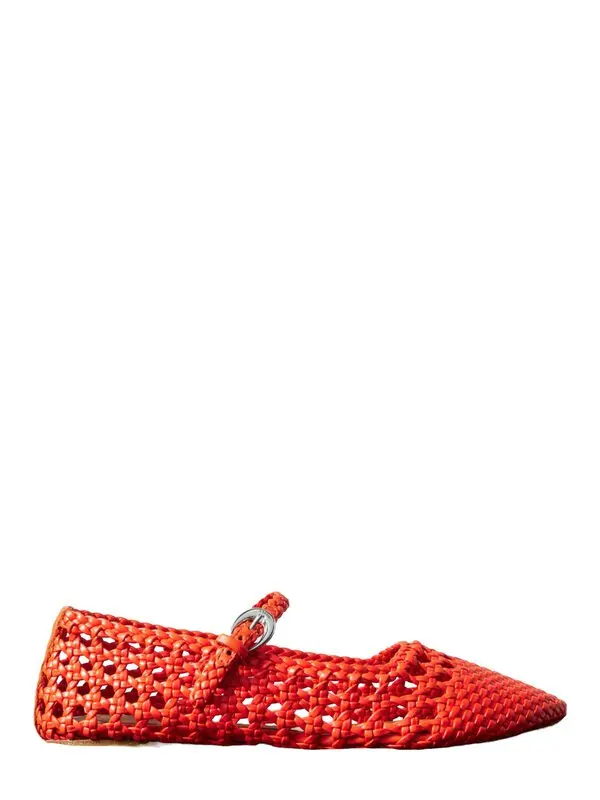 Staud Handwoven Leather Ballet Flats - No