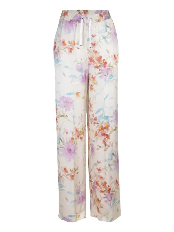Herno Floral Print Wide-leg Pants - Black