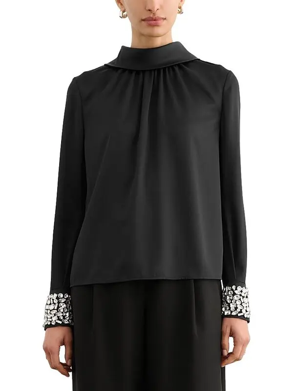 TOCCIN Veronica Embellished Tie Back Blouse - Jet