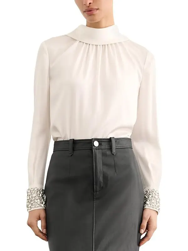 TOCCIN Veronica Embellished Tie Back Blouse - Optic