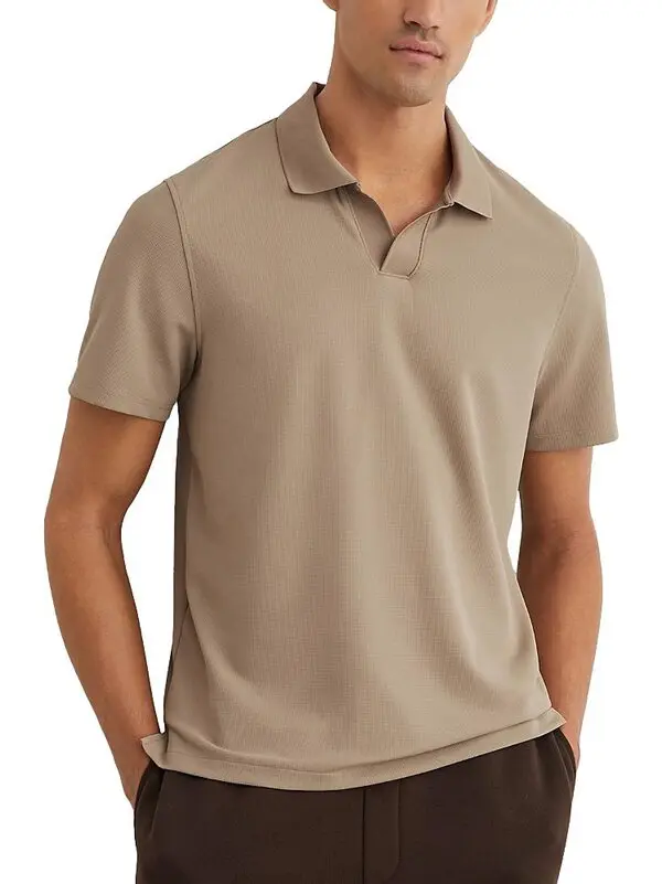 REISS Dover Short Sleeve Polo Shirt - Stone