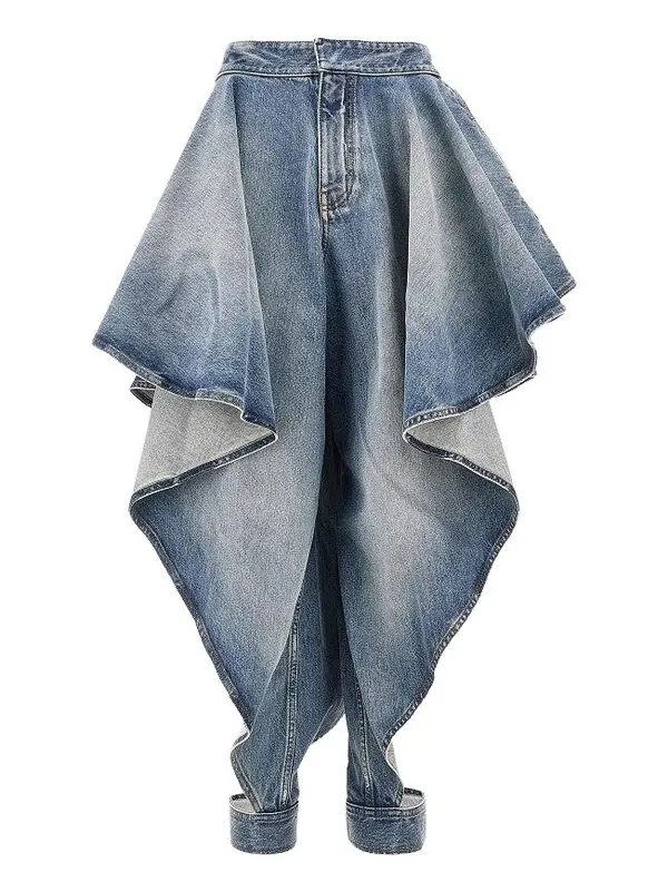 Alaïa Panelled Jeans With Cuff - Blue