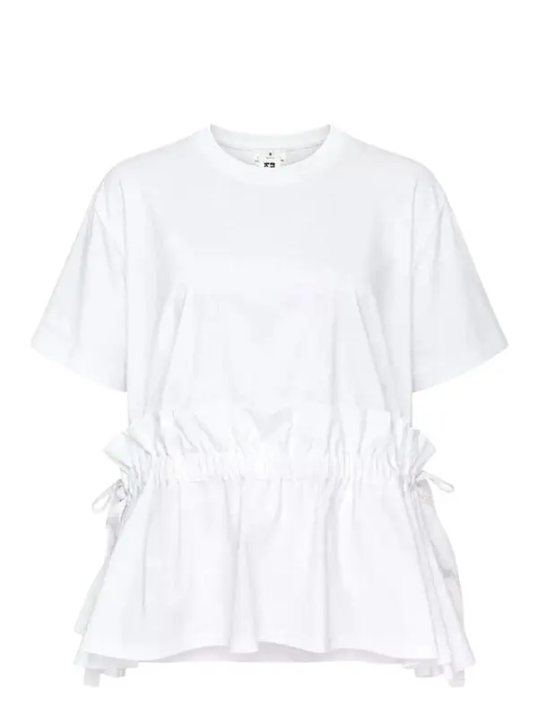 Noir Kei Ninomiya Ruffled Drawstring T-shirt - White