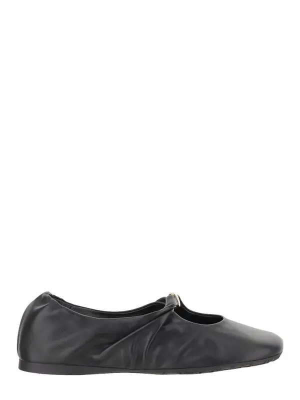 Loewe Pebble Round-toe Monogram Lambskin Leather Ballet Flats - Black