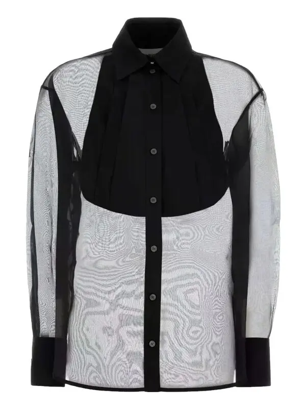 DES_PHEMMES Sheer Silk Shirt - Black