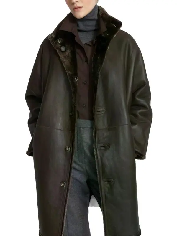 YVES SALOMON Oversized Shearling Coat - Brown