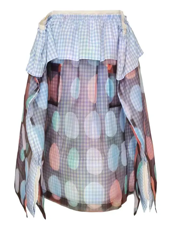 COMME DES GARÇONS TAO Gingham-check Polka-dot Midi Skirt - Blue