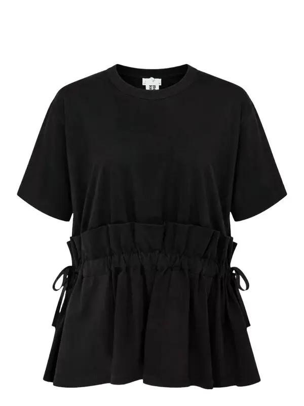 Noir Kei Ninomiya Ruffled Drawstring T-shirt - Black
