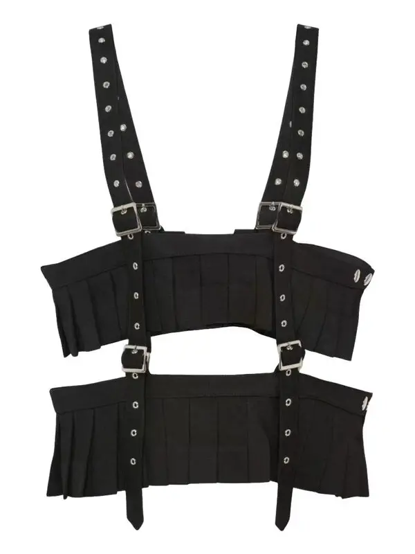 Noir Kei Ninomiya Buckled Pleated Top - Black