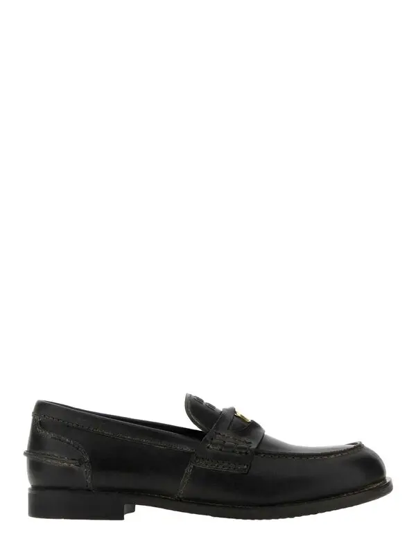 Miu Miu Calfskin Leather Loafers - Black