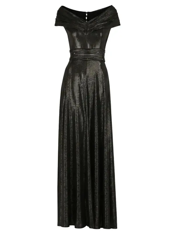 LUNA FASHION HOUSE Gray Off-shoulder Maxi Gown, Iris - Grey