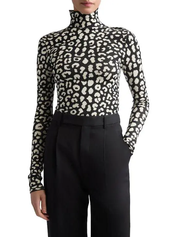 Carolina Herrera Silk Blend Turtleneck Sweater - Black Multi