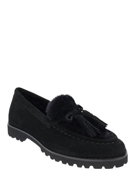 Pelle Moda Coraly 2 Leather Loafer With Genuine Shearling Trim - Black
