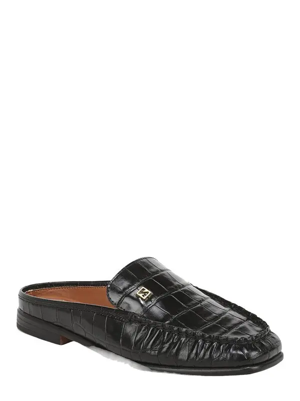 Franco Sarto Lainey Croc Embossed Leather Mule - Black