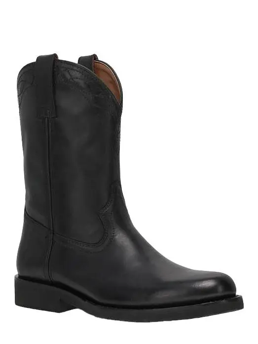 THE FRYE COMPANY Wyatt Pull On Leather Western Boot - Black