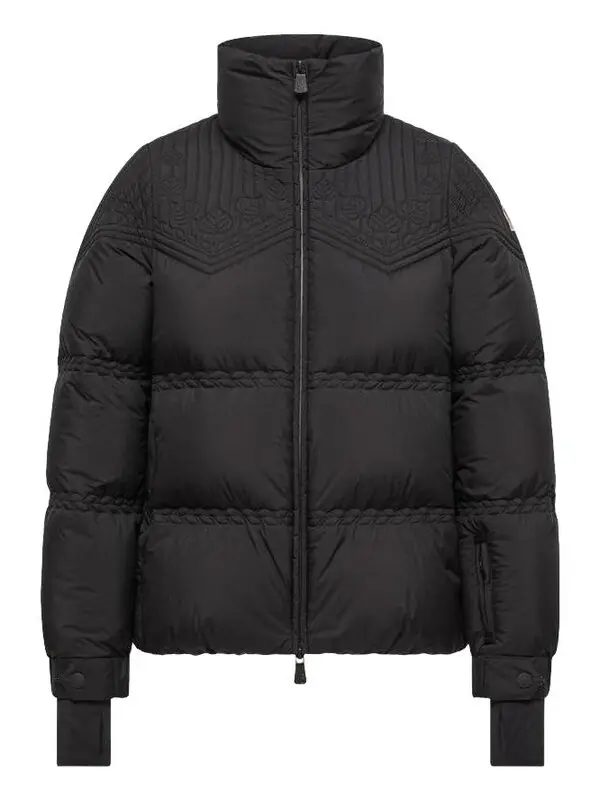 Moncler Anglins Leaf Embroidered Hooded Insulated Ski Jacket - Black
