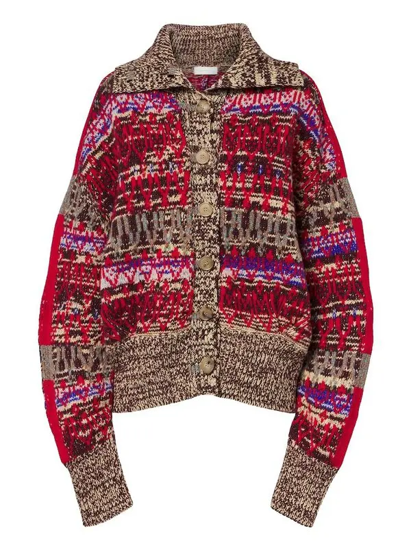 Dries Van Noten Oversized Wool And Cashmere Jacquard Cardigan - Multicoloured