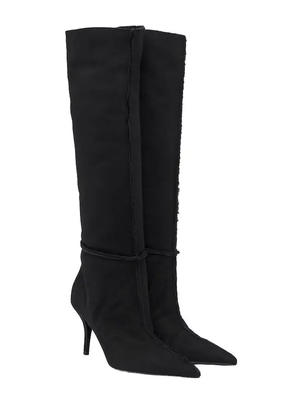 Magda Butrym Shearling-lined Suede Knee-high Boots - Black
