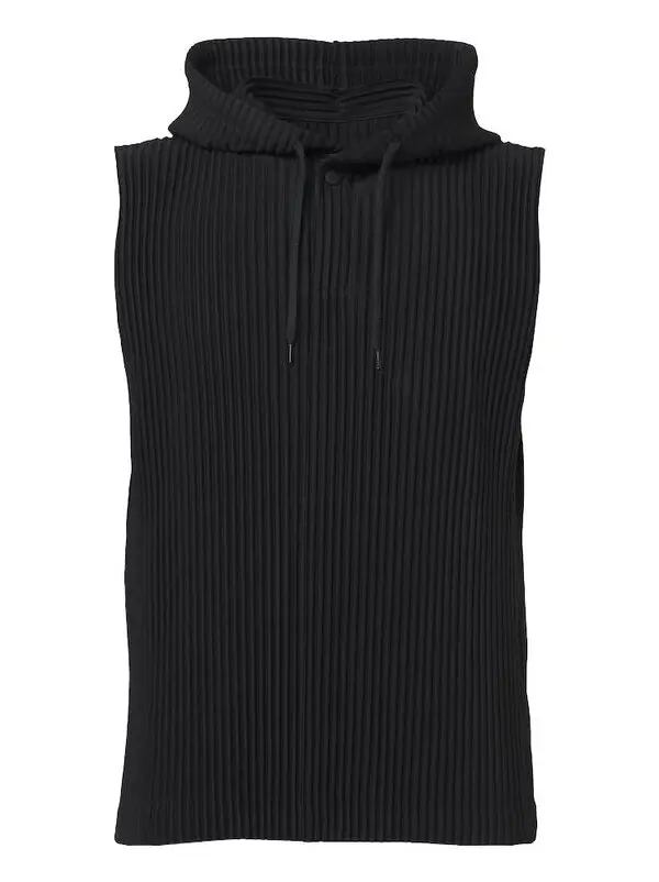 Issey Miyake Homme Plissé Monthly Colors: September Pleated Hooded Top - Black