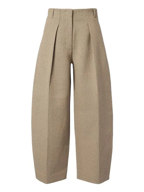 Jacquemus Ovalo Cotton And Wool-blend Barrel-leg Pants - Beige