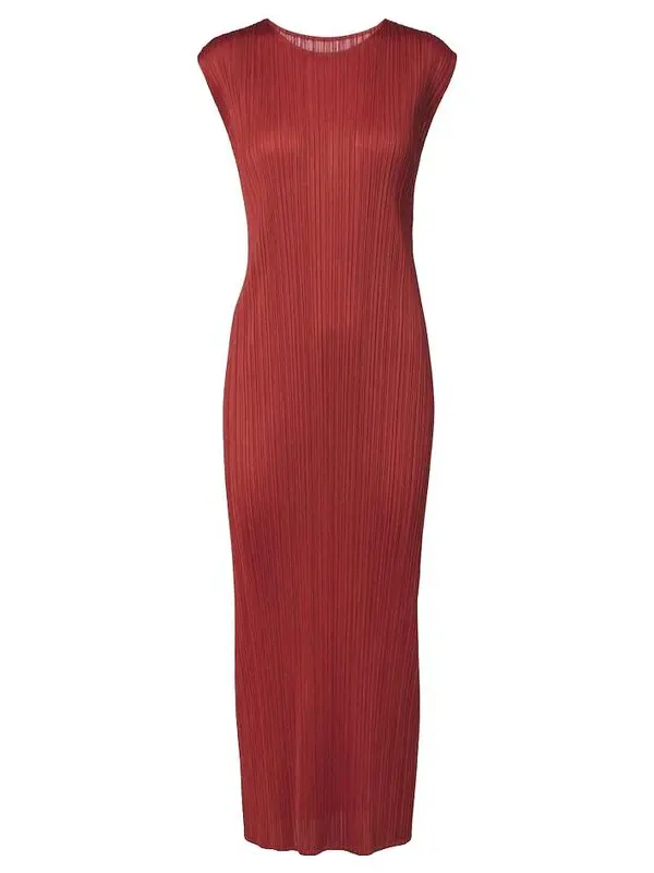 Issey Miyake Monthly Colors: September Pleated Midi Dress - Red
