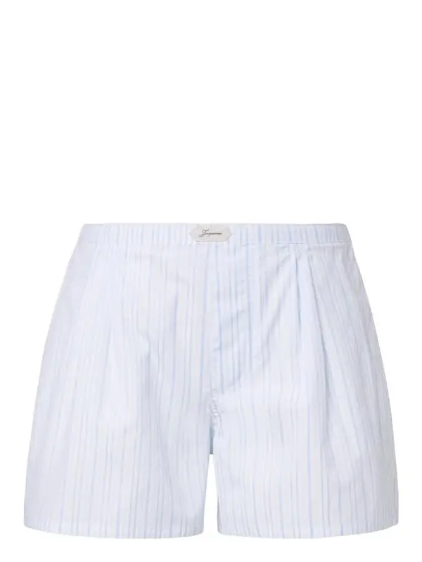 Jacquemus Amelo Striped Cotton Poplin Shorts - Blue