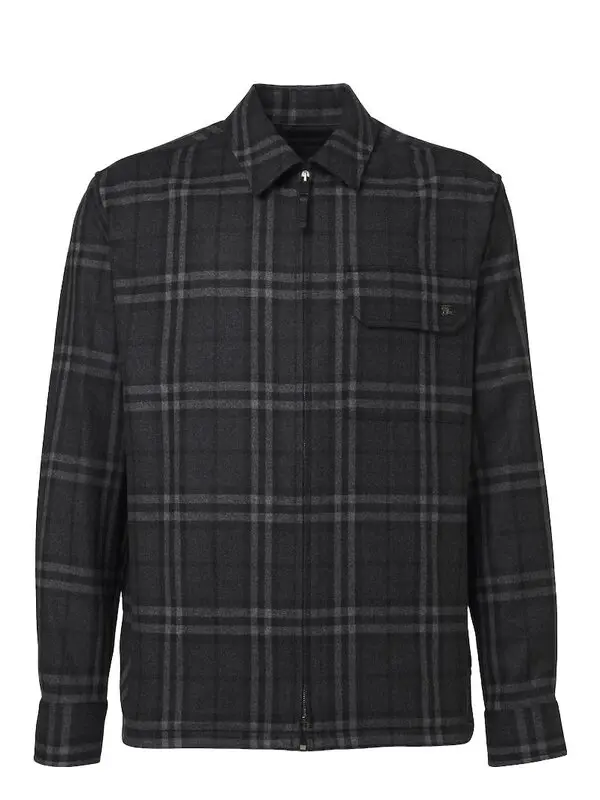 Burberry Check Wool And Cashmere Jacket - Grey