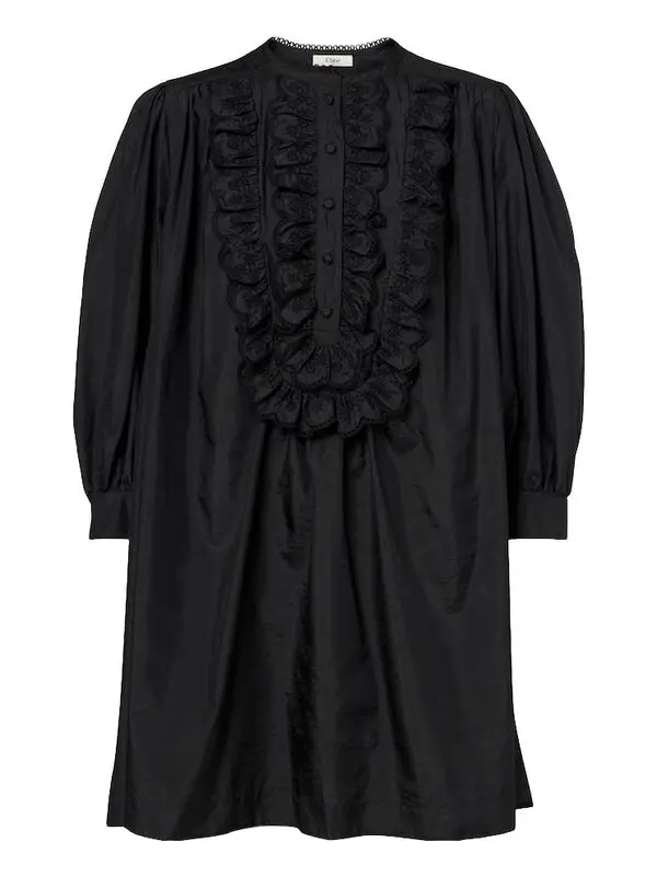 Chloé Ruffled Taffeta Minidress - Black