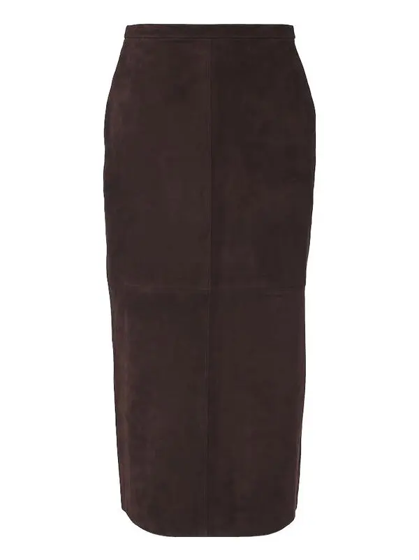 Nour Hammour Alana Suede Pencil Skirt - Brown
