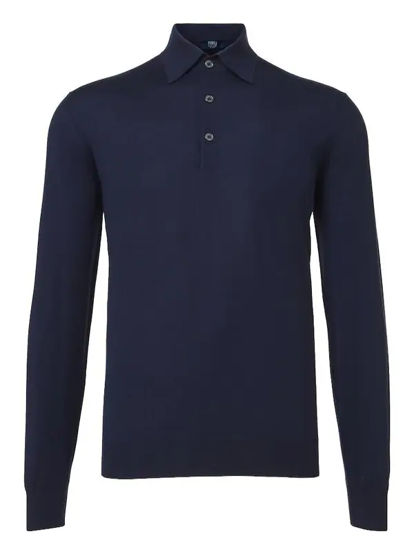 Fedeli Wool Polo Sweater - Blue