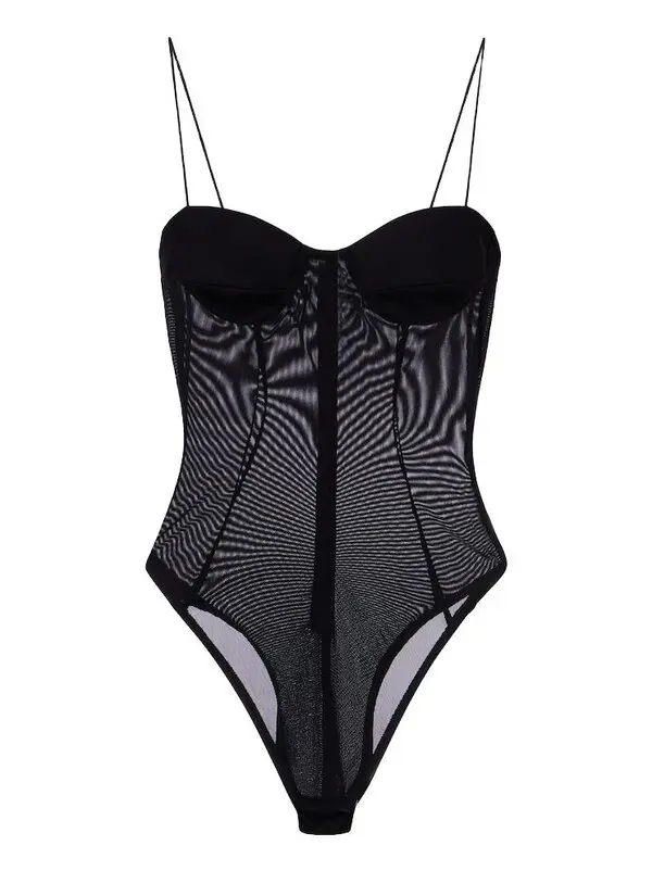 Alex Perry Sheer Bodysuit - Black