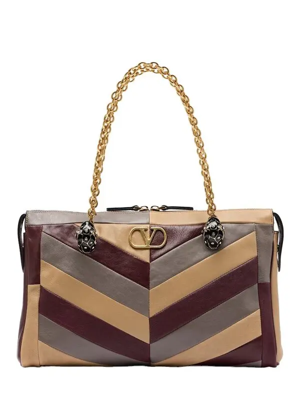Valentino Garavani Panthea Medium Chevron Leather Shoulder Bag - Multicoloured