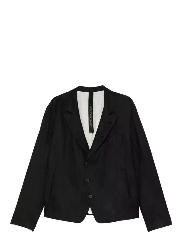 FORME D'EXPRESSION Crinkled-finish Single-breasted Blazer - Black