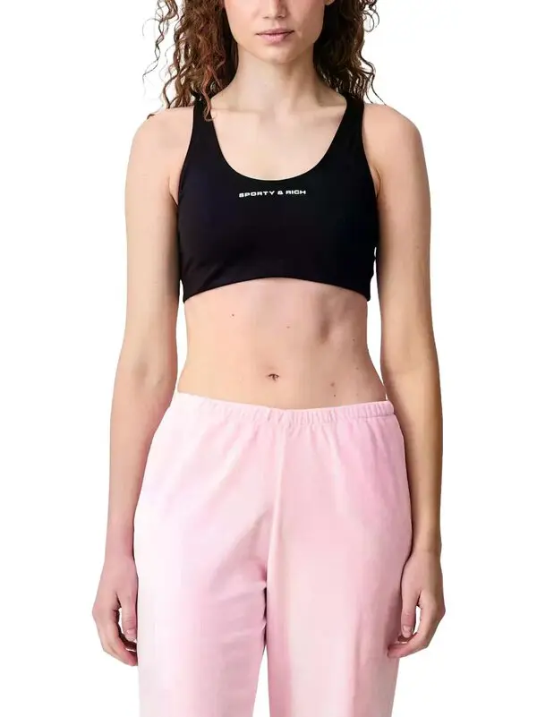 Sporty & Rich Logo-print Racerback Sports Bra - Black