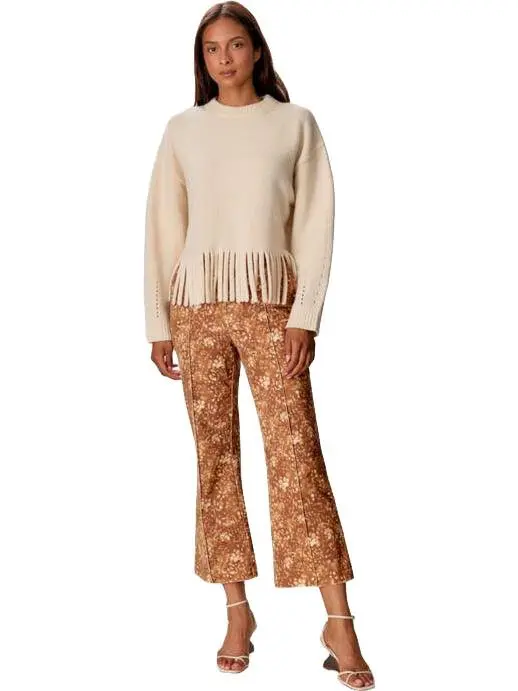 Rebecca Taylor Madison Velvet Crop Kick Flare Pants - Cedar Multi