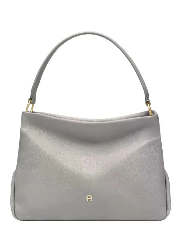 AIGNER Small Paola Logo-plaque Pebbled-leather Tote Bag - Grey