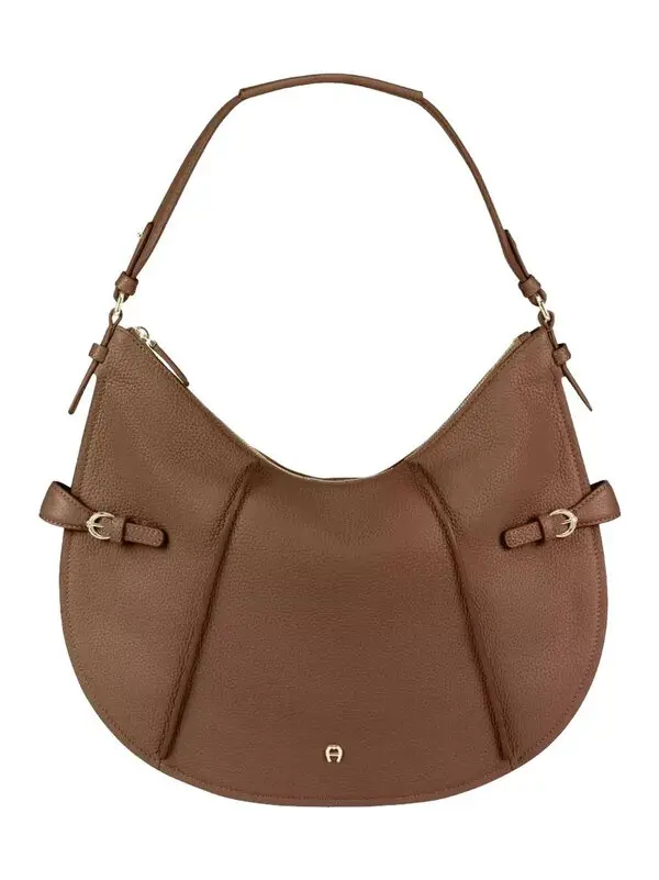AIGNER M Cavallo Buckle-detail Crescent Shoulder Bag - Brown
