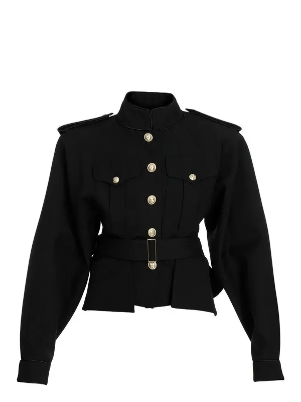 Balmain Wool Serge Pilot Jacket - Black
