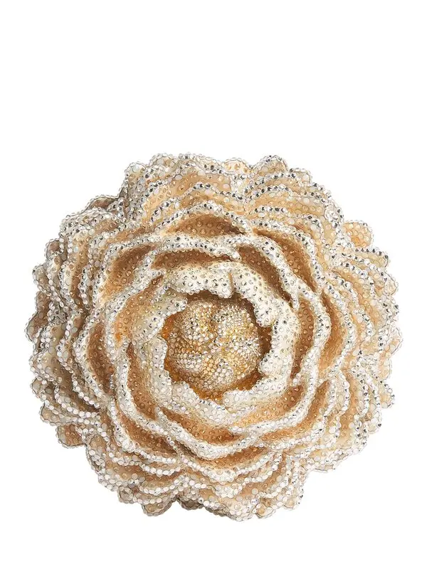 Judith Leiber Embellished Peony Halcyon Hill Clutch Bag - Silver