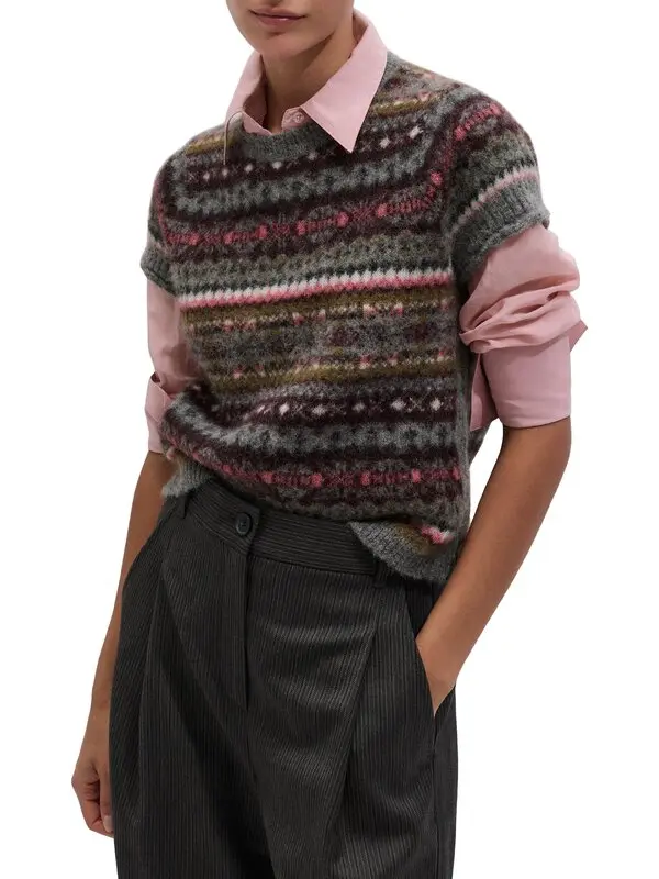 ME+EM Lofty Fairisle Baby Knit Tee - Grey Multi