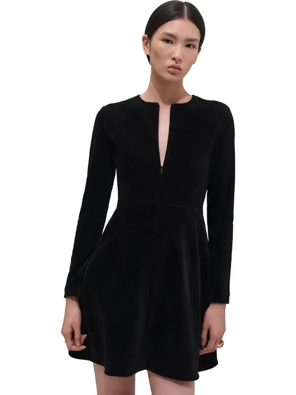 ME+EM Cord Velour Short Dress - Black