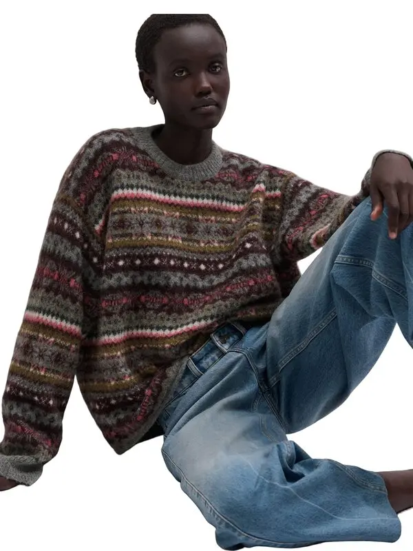 ME+EM Fair Isle Relaxed Sweater - Grey Multi
