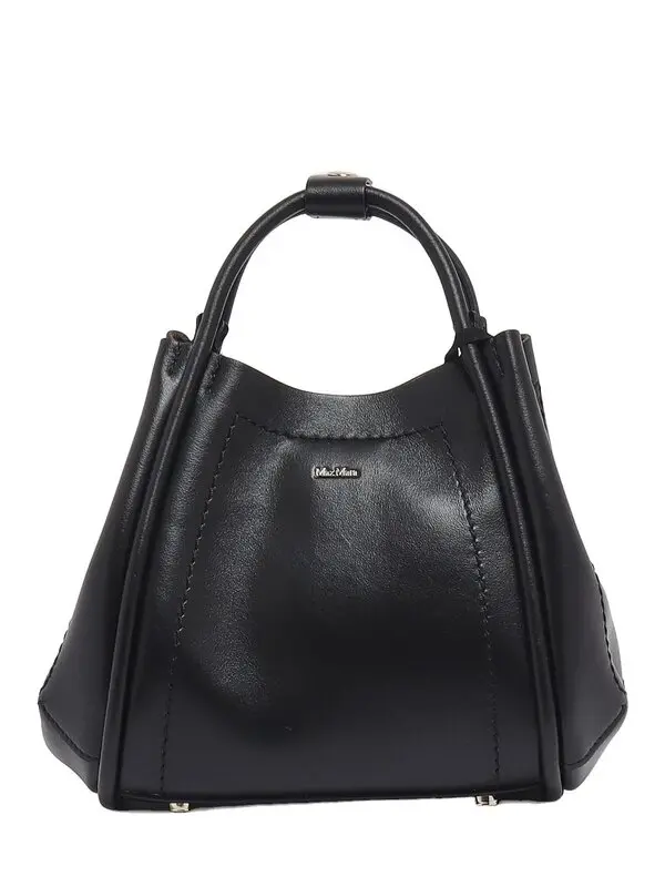 Max Mara Marins Mini Smooth Leather Tote Bag With Double Handle - Black